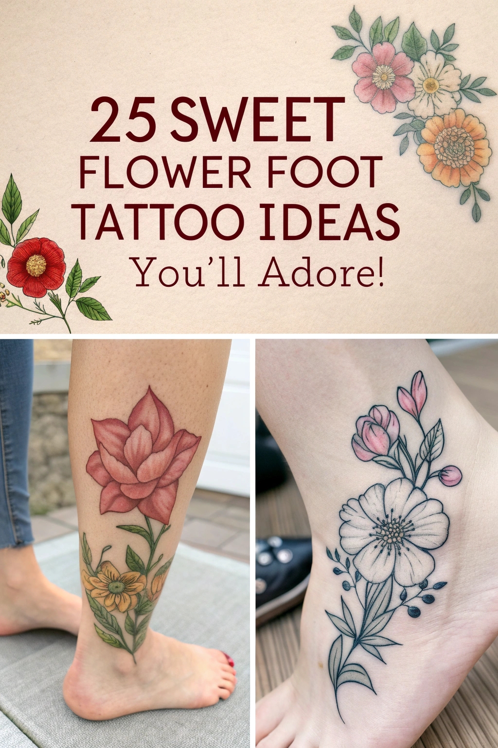 2025's Hottest Flower Foot Tattoos!